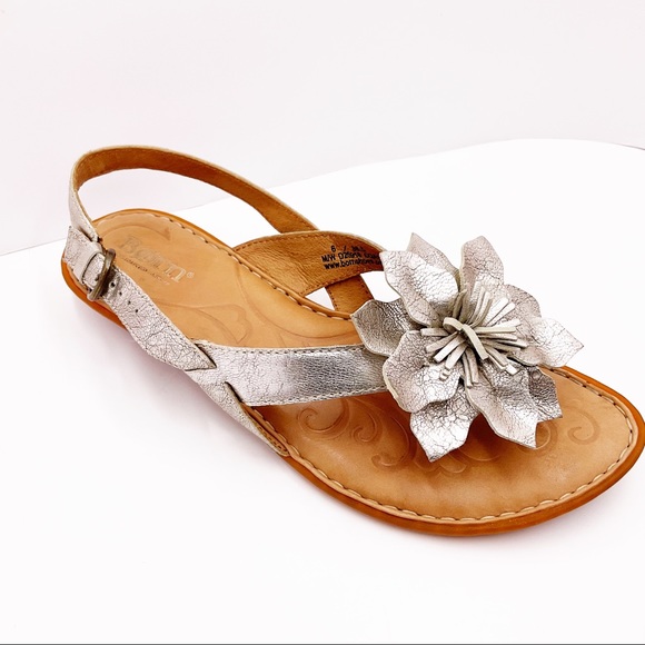 Born | Shoes | Born Kalani Metallic Silver Leather Sandals | Poshmark